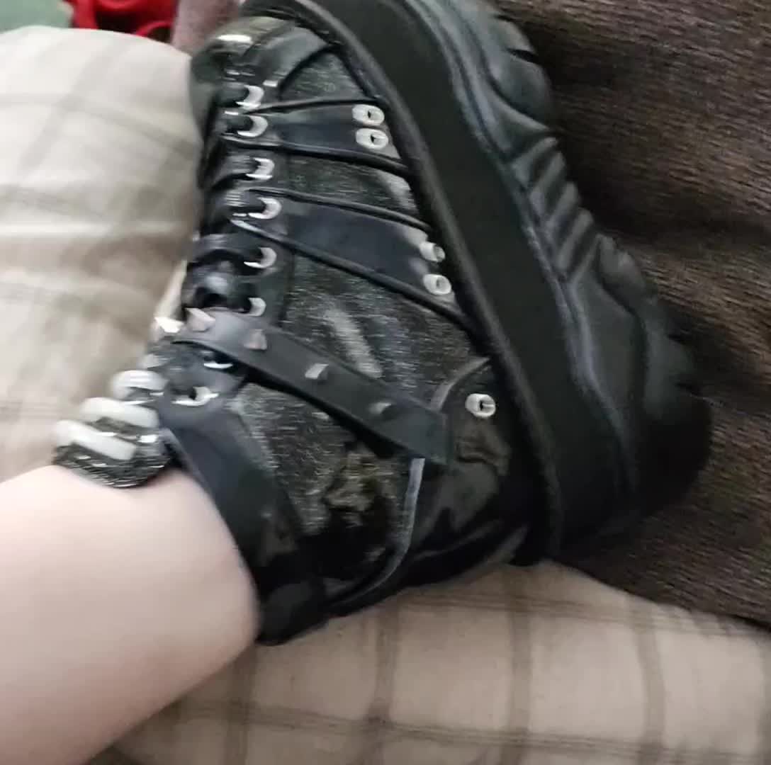 DEMONIA "Neptune-100" Ankle Boots - Black Glitter-Silver/Vegan Leather ...
