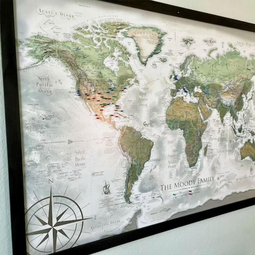 World Map Push Pin: Nautilus Travel Map – GeoJango Maps