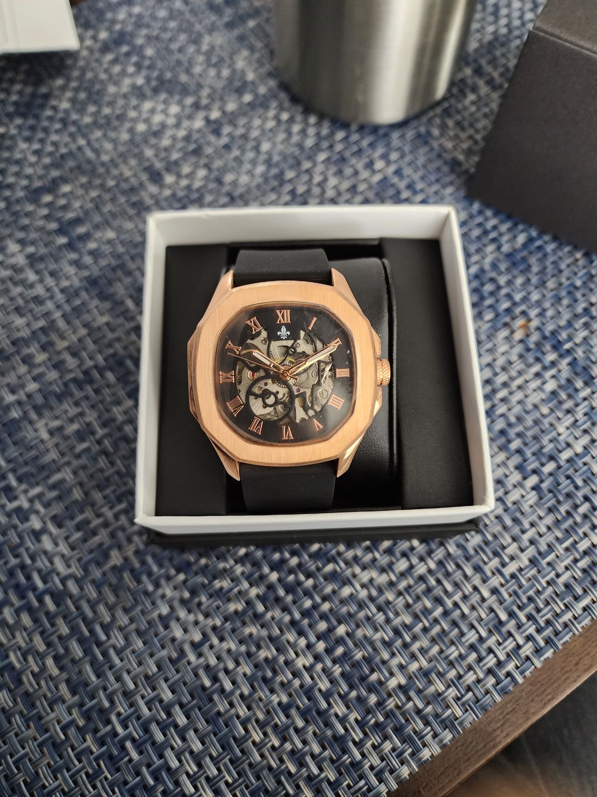 The Avalon Rose Gold + Blue Leather Strap | Ralph Christian Watches