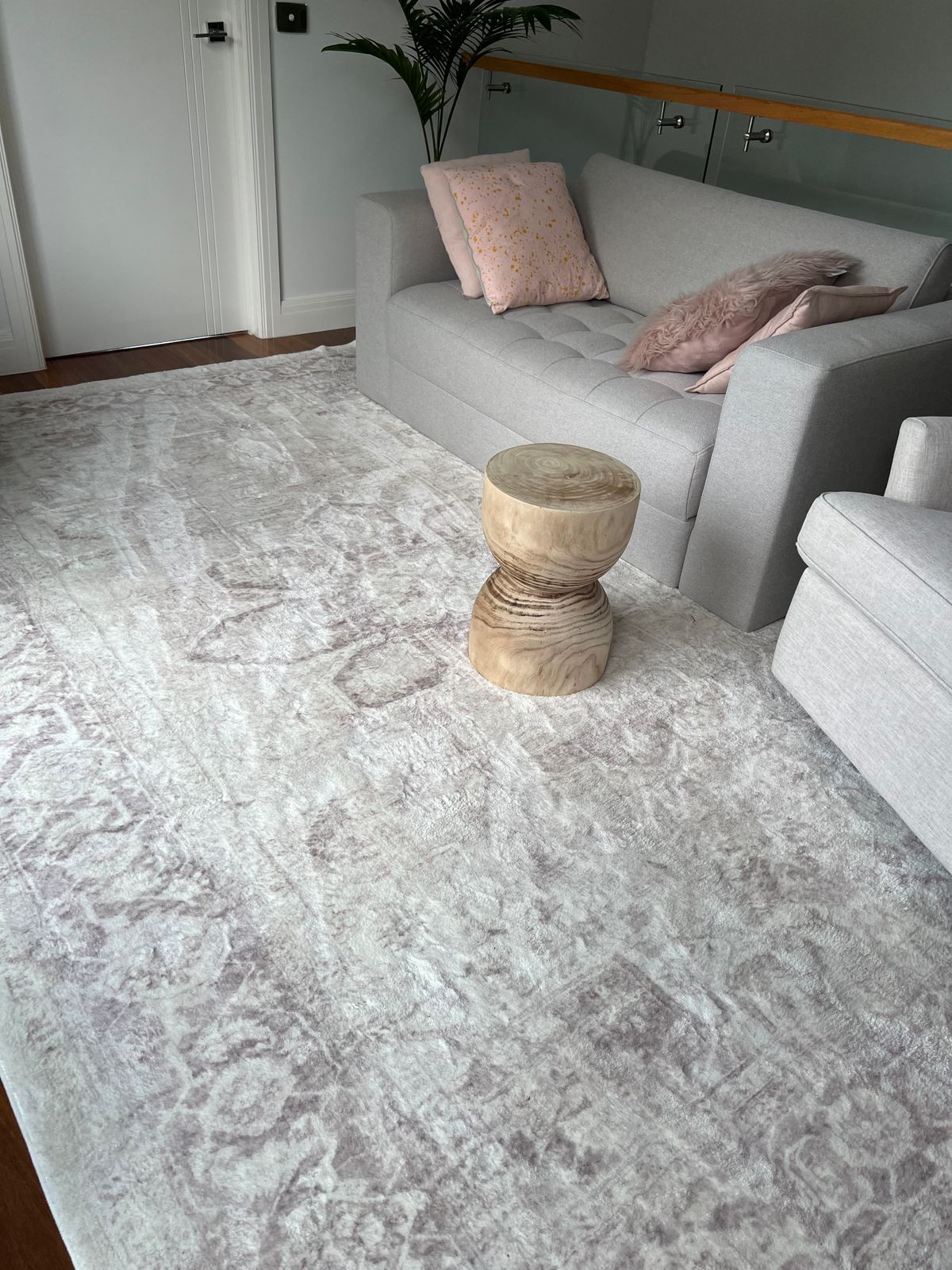 Patina Cream and Beige Distressed Washable Rug