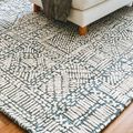 Karmen Blue and Ivory Geometric Patterned Rug