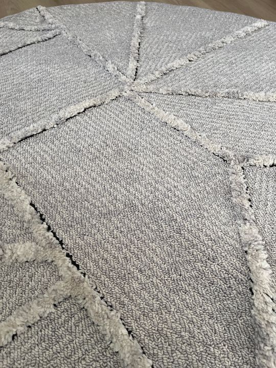 Soraya Grey Abstract Textured Round Rug