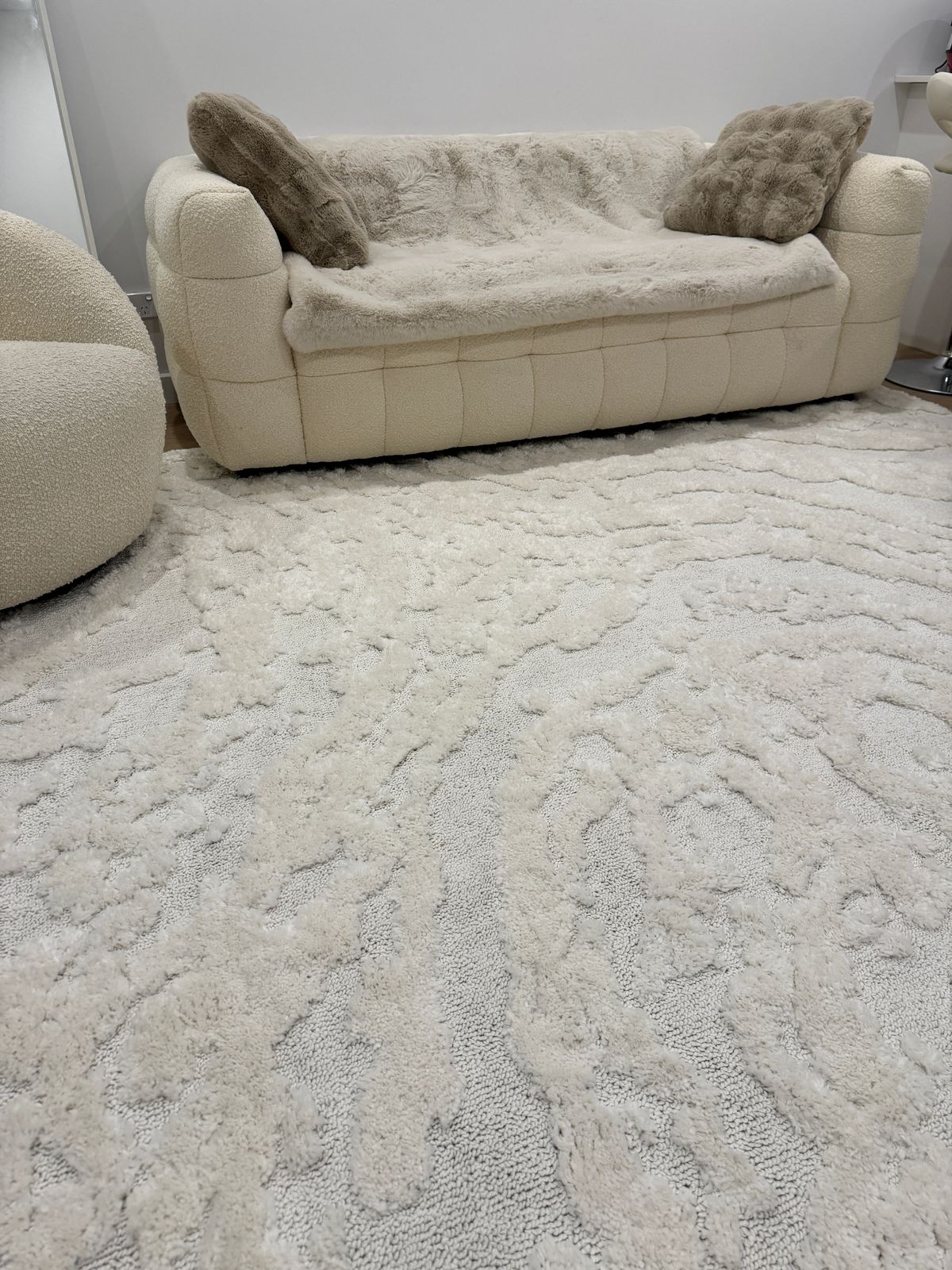 Aurora Ivory Cream Abstract Textured Rug