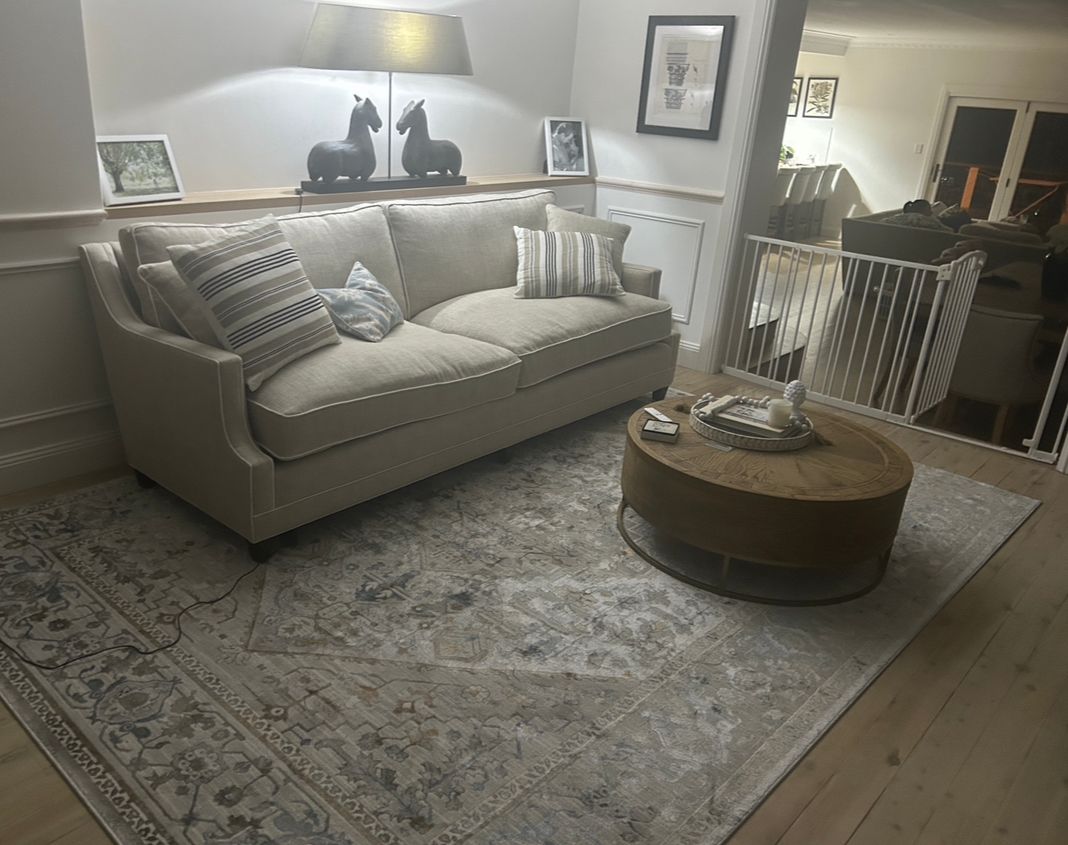 Mira Grey Tan And Blue Lustrous Traditional Rug