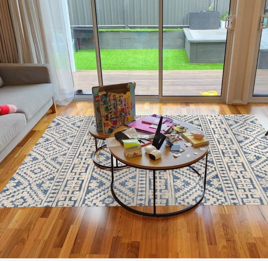 Daphne Blue Tribal Textured Rug