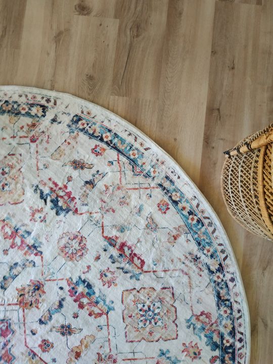Amanda Multicolour Distressed Transitional Round Rug