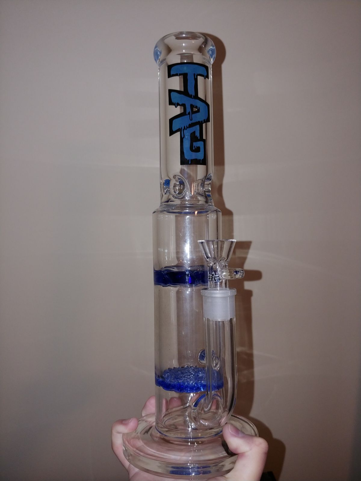 TAG - 15" Single Fritted Disc to Spinning Splash Guard Bong - 7MM