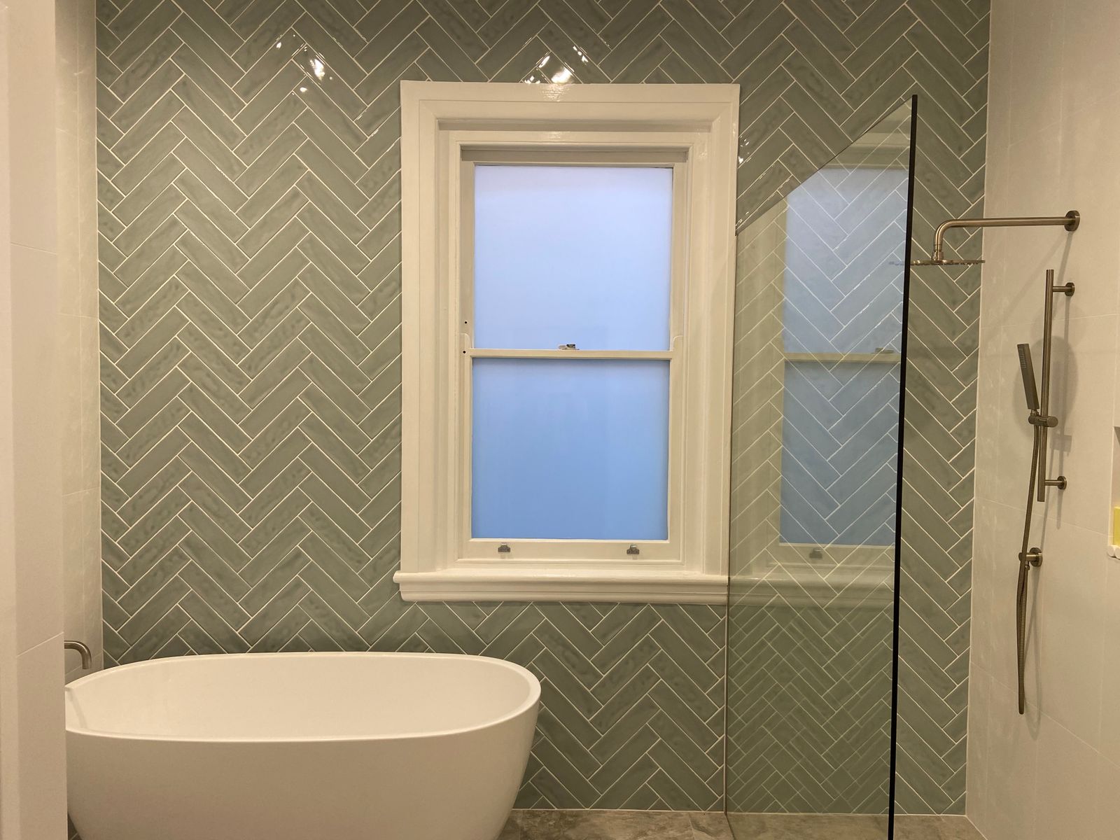 Newport Gloss Subway Sage Green Tile - TileCloud