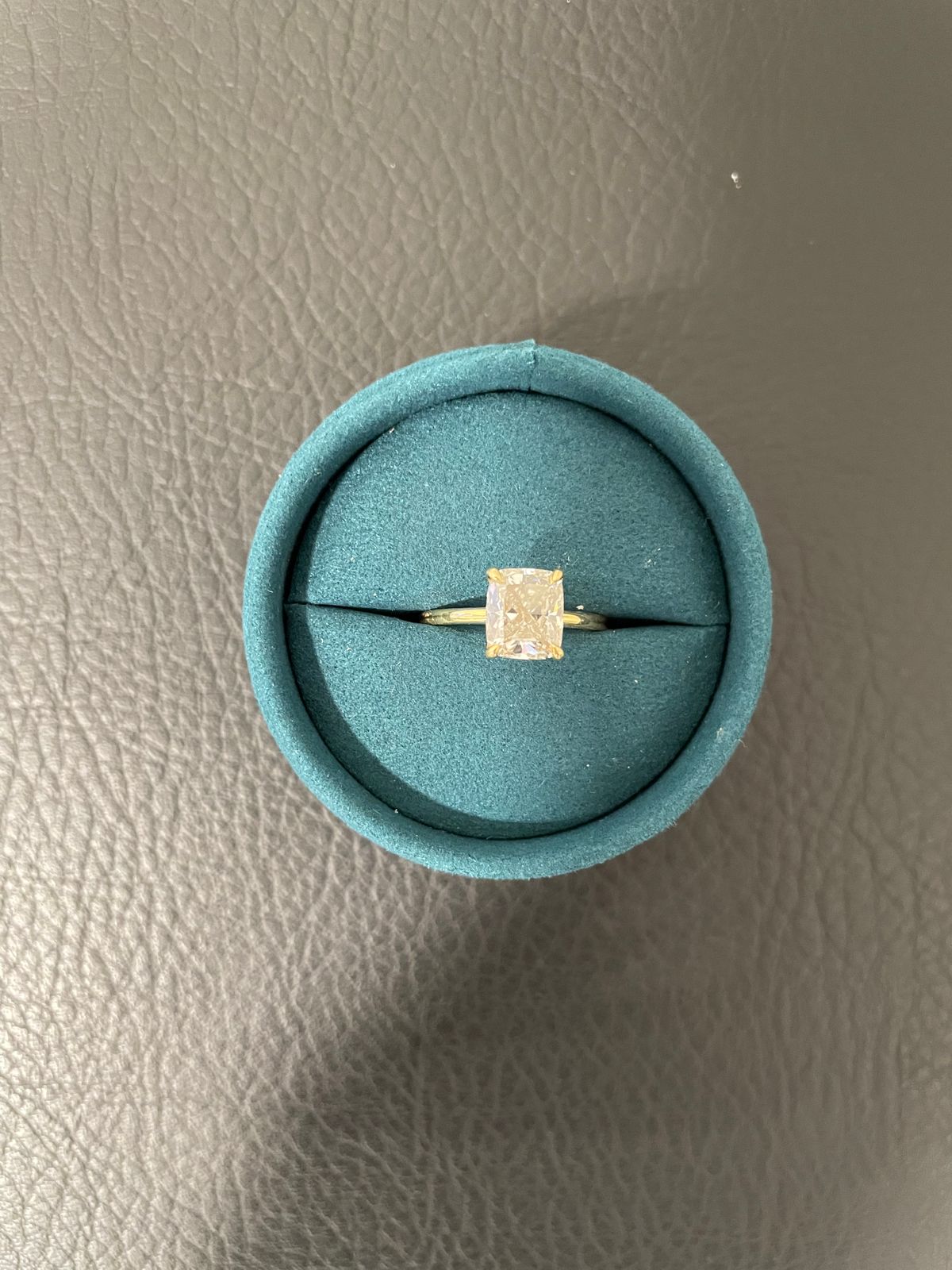 The Floating Solitaire Trillion Engagement Ring | Pavé Band | White Gold