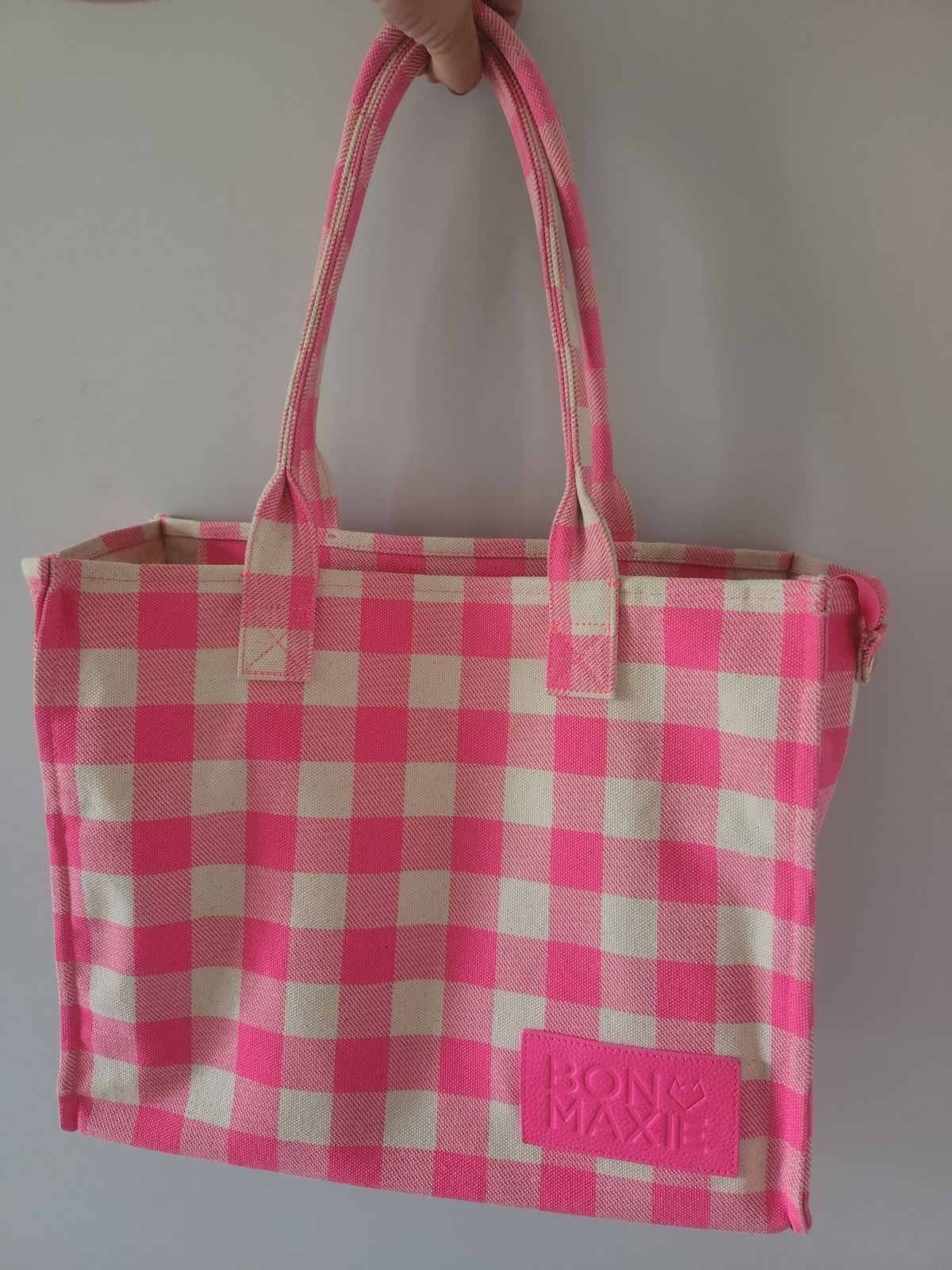 Neon Pink Canvas Tote Bag - Large Carry-all | Bag Bon Maxie - BON MAXIE