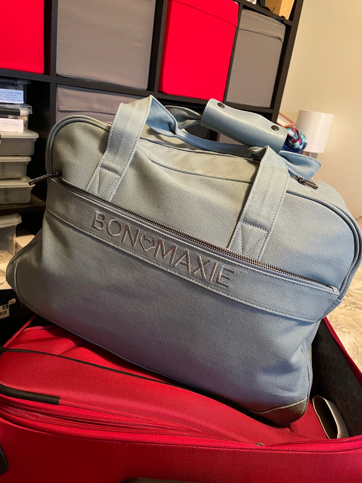 Bon Voyage Weekender Bag - Neon Pink Gingham - Canvas Overnight Bag ...