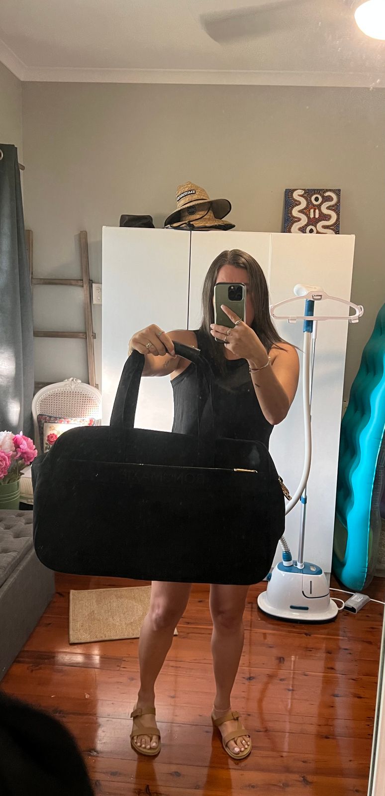 Bon Voyage Weekender Bag - Neon Pink Gingham - Canvas Overnight Bag ...