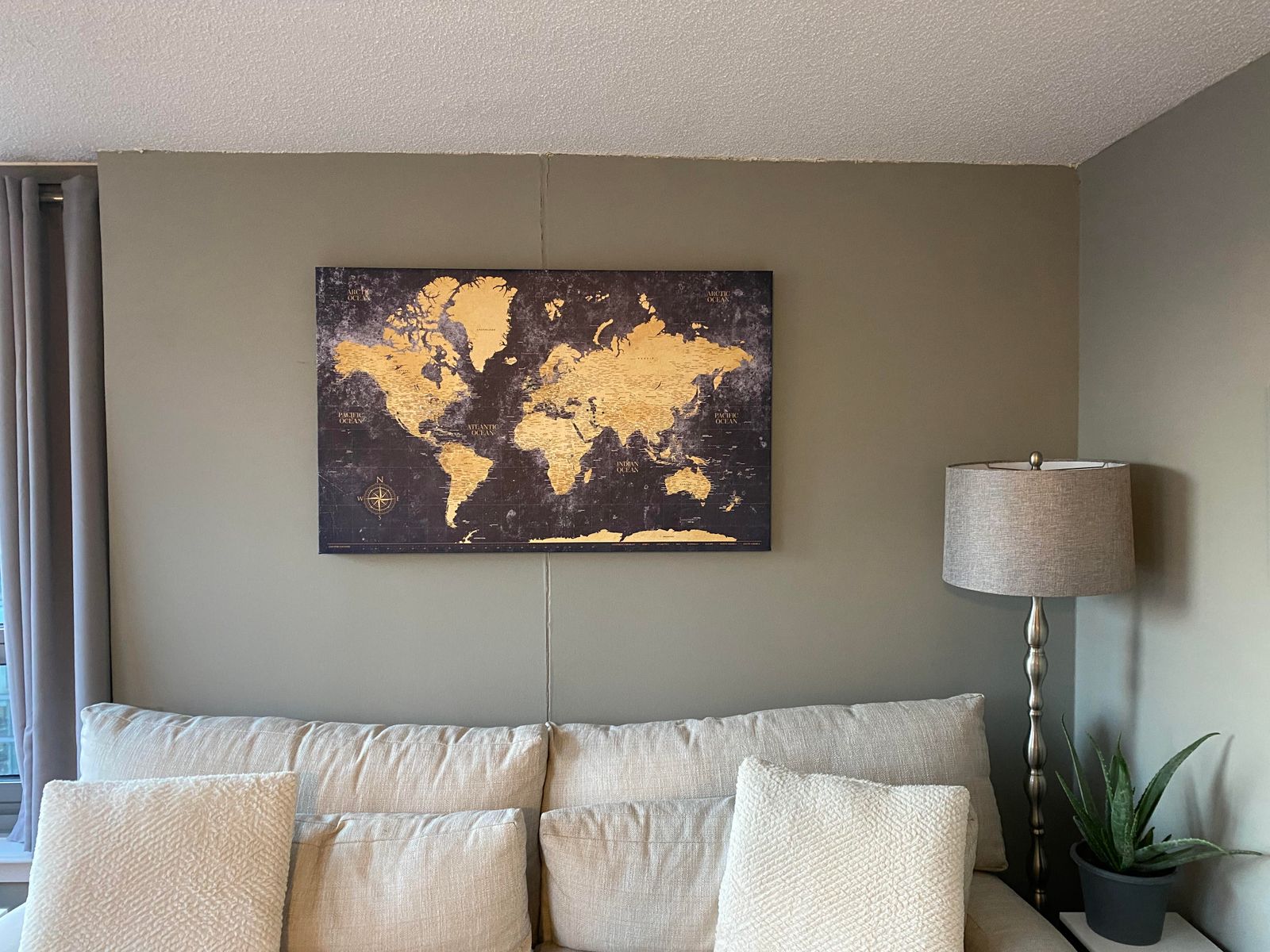 Navy Push Pin Travel Map of the World - 3 Panel | Holy Cow Canvas