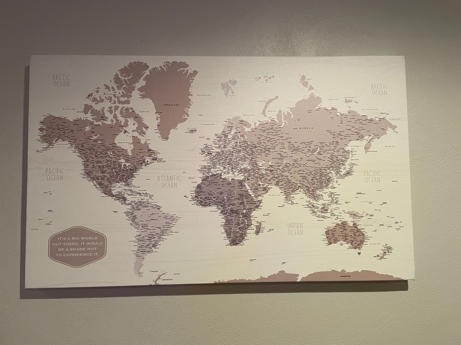 Aged Tan World Map Canvas Wall Art | Holy Cow Canvas