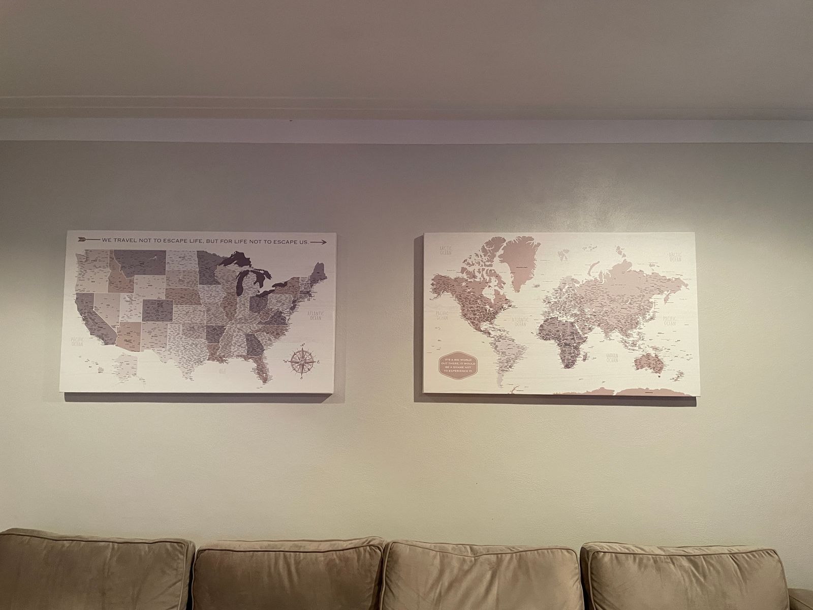 Aged Tan World Map Canvas Wall Art | Holy Cow Canvas