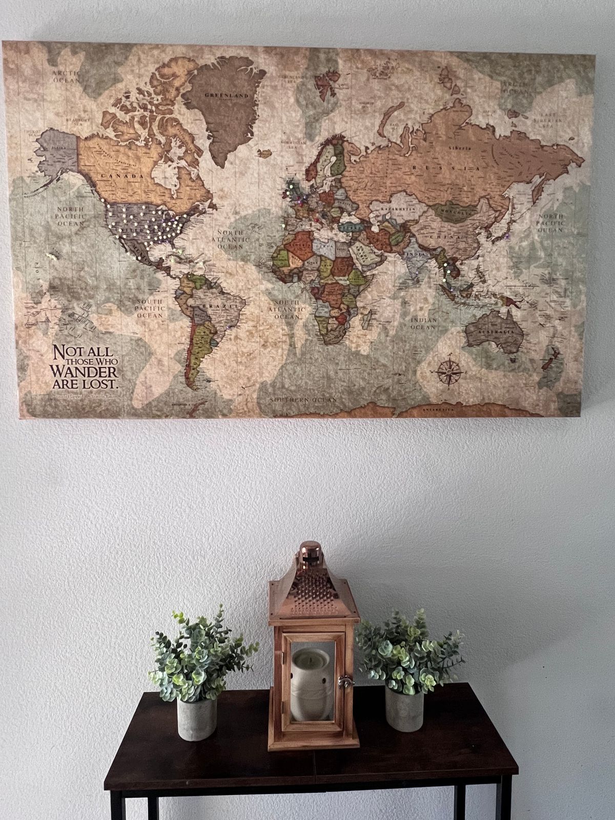Modern Wood Push Pin World Map | Holy Cow Canvas