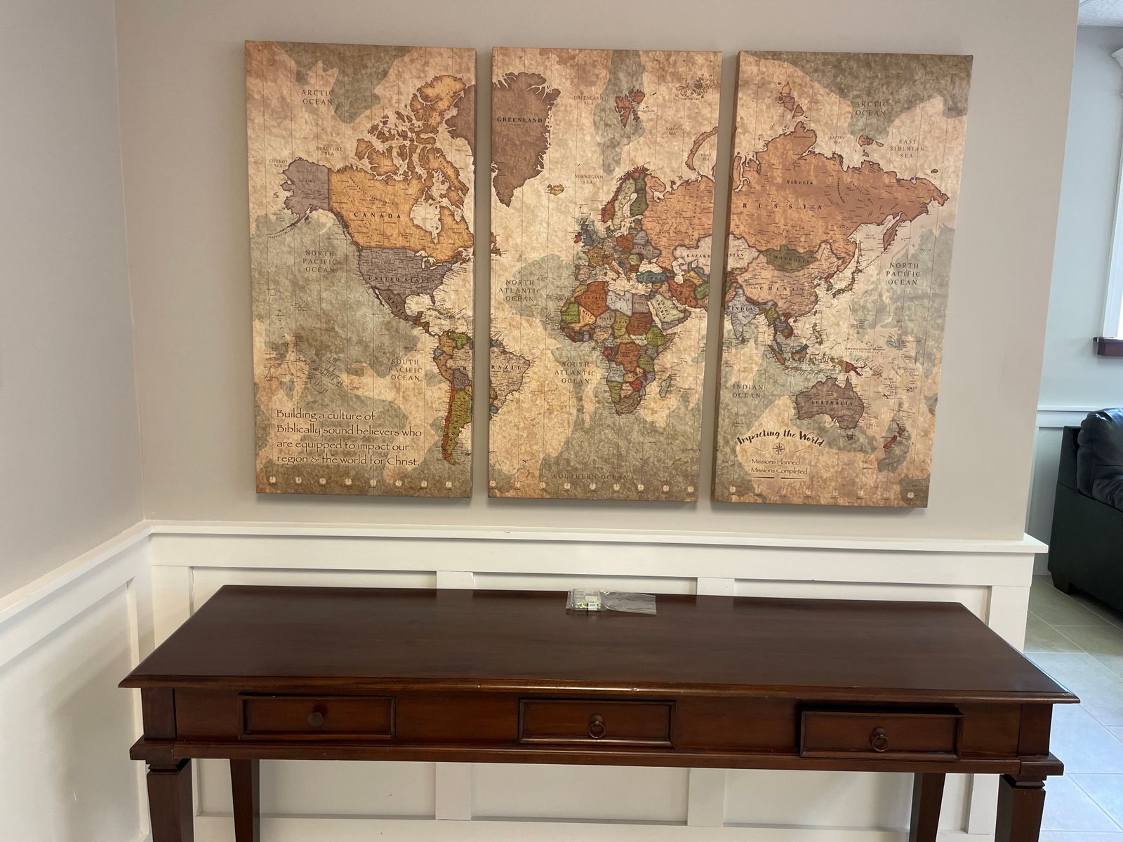 Aged Tan World Map Canvas Wall Art | Holy Cow Canvas