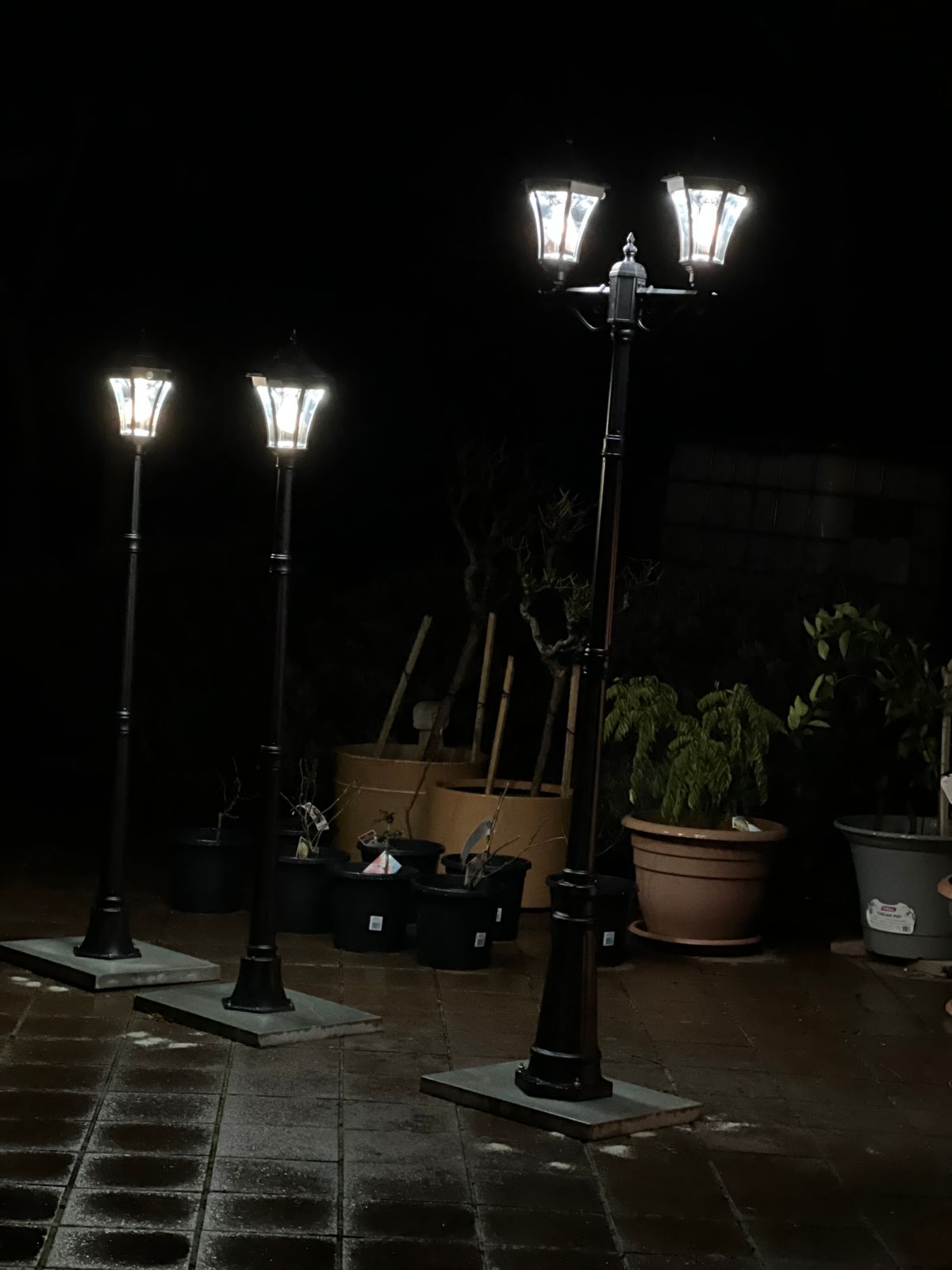 Double Head LED Coach Post Light 8w IP44 in Black Solar Lighting Direc ...