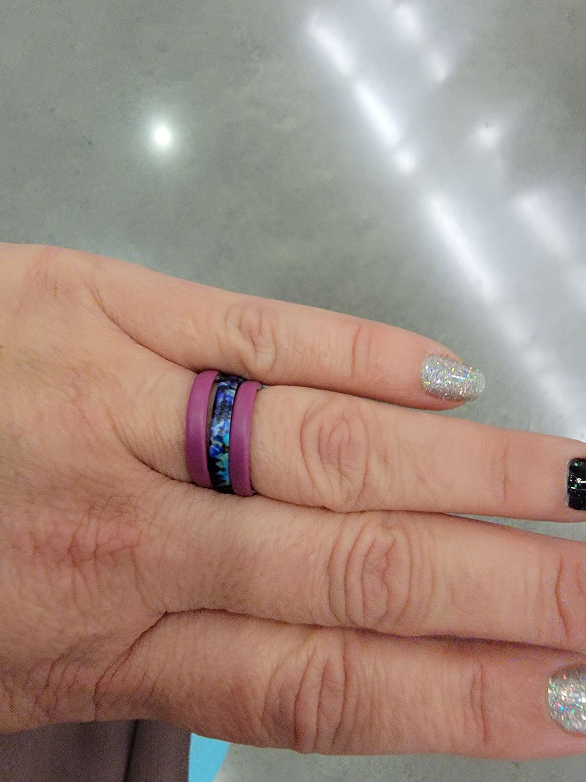 Stackable Womens Air Twilight patterned wedding rings from Groove Life