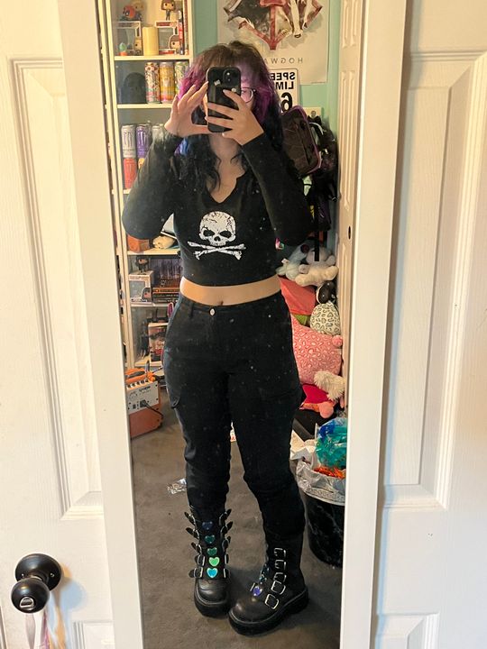 DEMONIA "Emily-330" Knee-high Boots - Black Vegan Leather – Demonia Cult