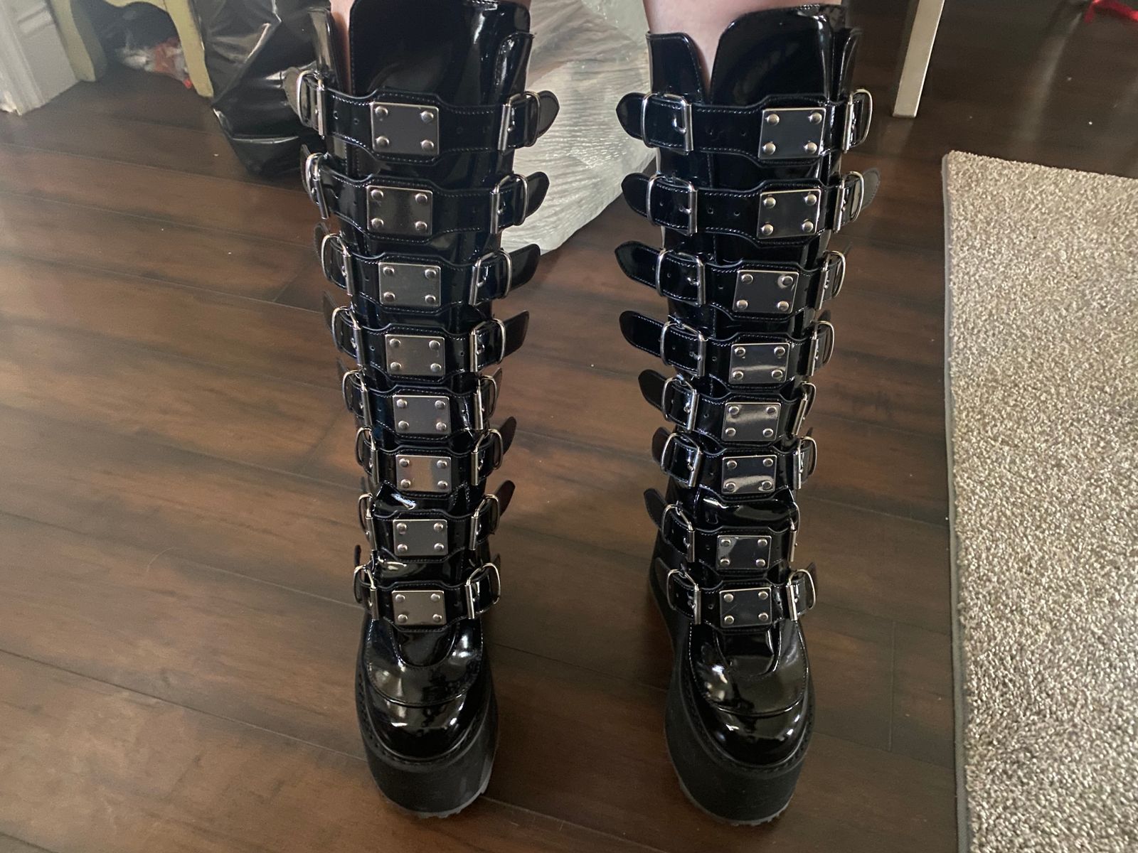 Demonia Swing-815 Knee-high Boots - Black Patent – Demonia Cult