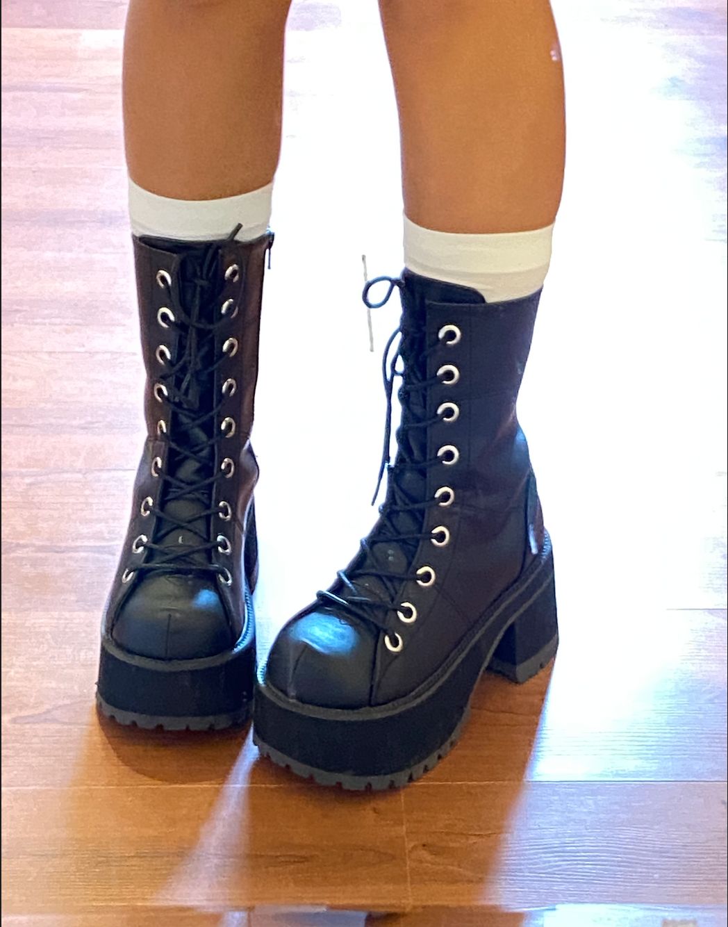 DEMONIA "Ranger-301" Knee-high Boots - Black Vegan Leather – Demonia Cult