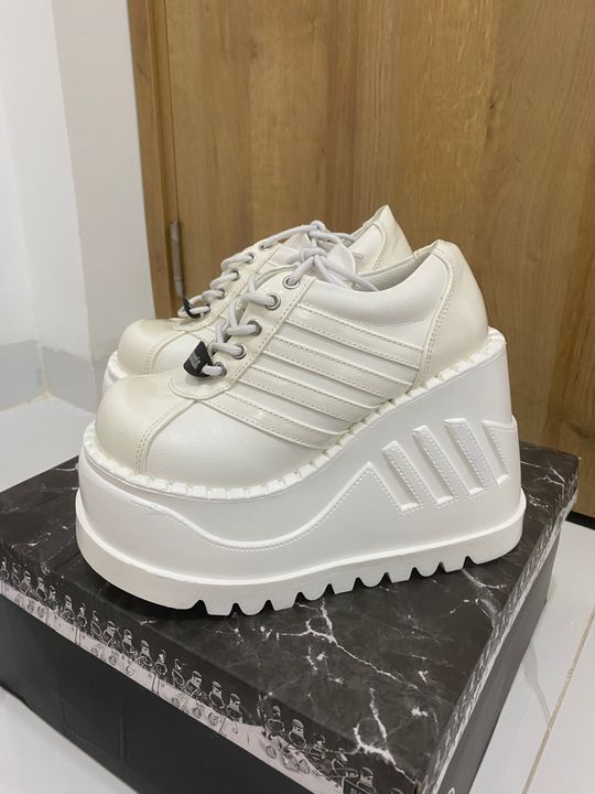 DEMONIA "Stomp-08" Platforms - White Vegan Leather – Demonia Cult