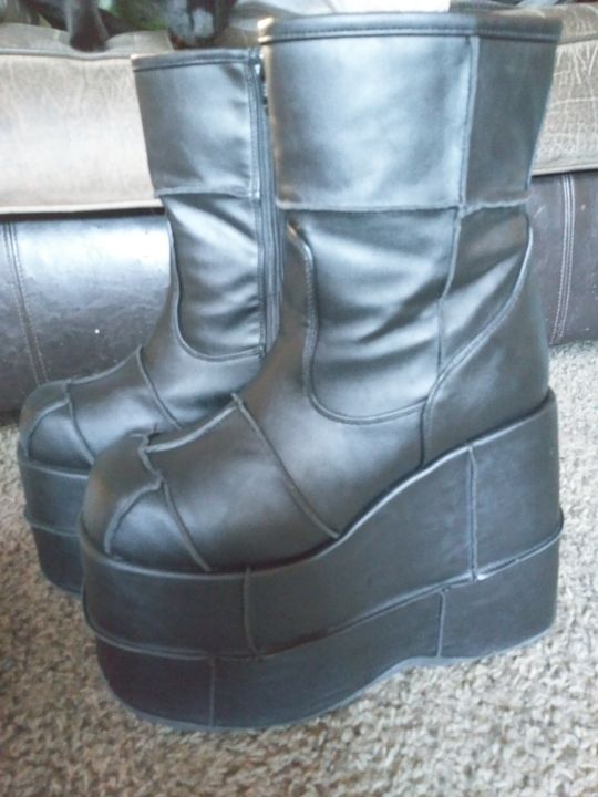 Demonia Stack-201 Ankle Boots - Black Vegan Leather – Demonia Cult