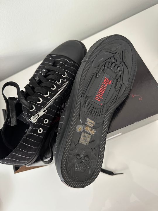 DEMONIA "Deviant-06" Sneakers - Black Canvas-White Pinstripes – Demonia ...