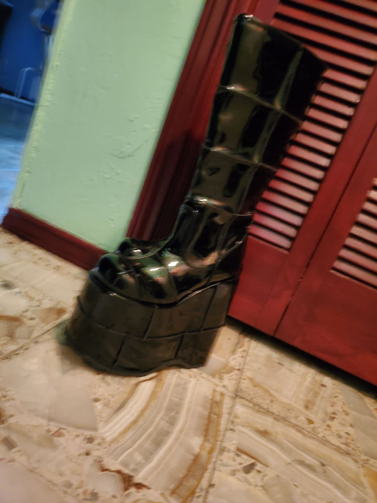 DEMONIA "Stack-301" Knee-high Boots - Black Patent – Demonia Cult