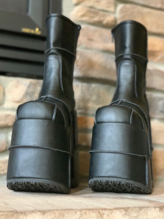 Demonia Stack-201 Ankle Boots - Black Vegan Leather – Demonia Cult