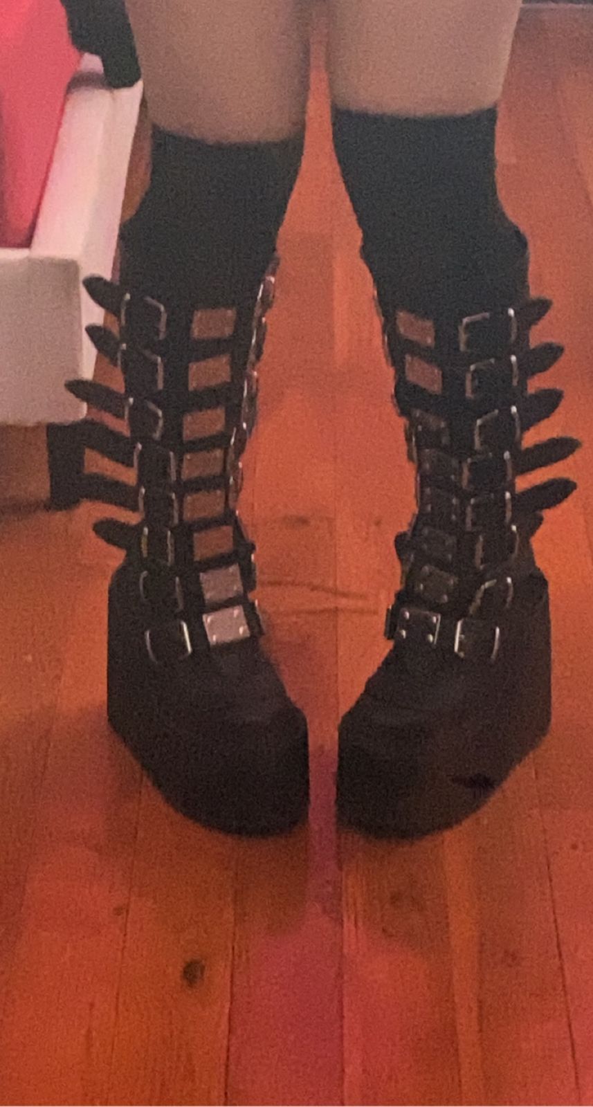 Demonia Swing-815 Knee-High Boots - Black Vegan Leather – Demonia Cult