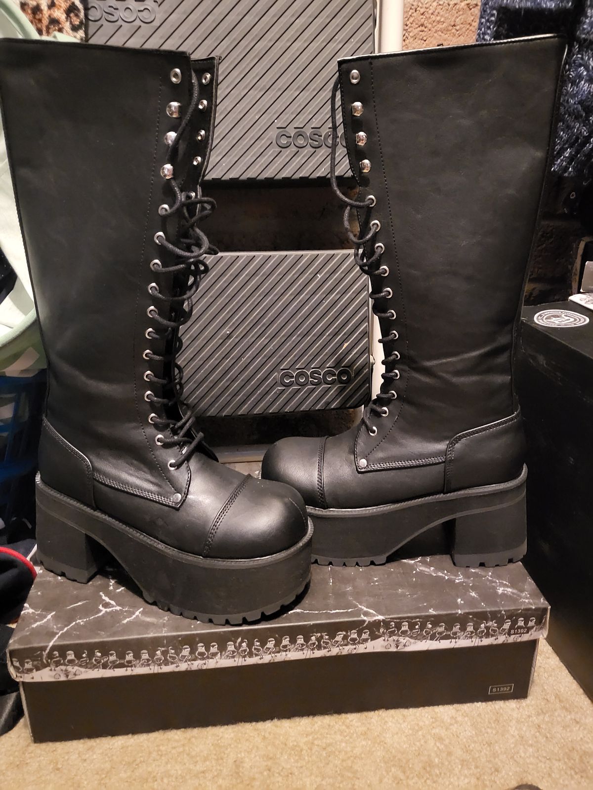 DEMONIA "Ranger-302" Knee-high Boots - Black Vegan Leather – Demonia Cult