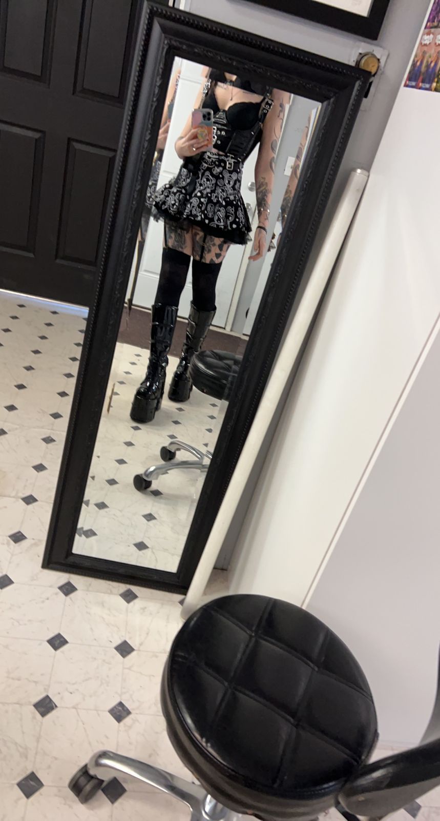 DEMONIA "Stack-301" Knee-high Boots - Black Patent – Demonia Cult