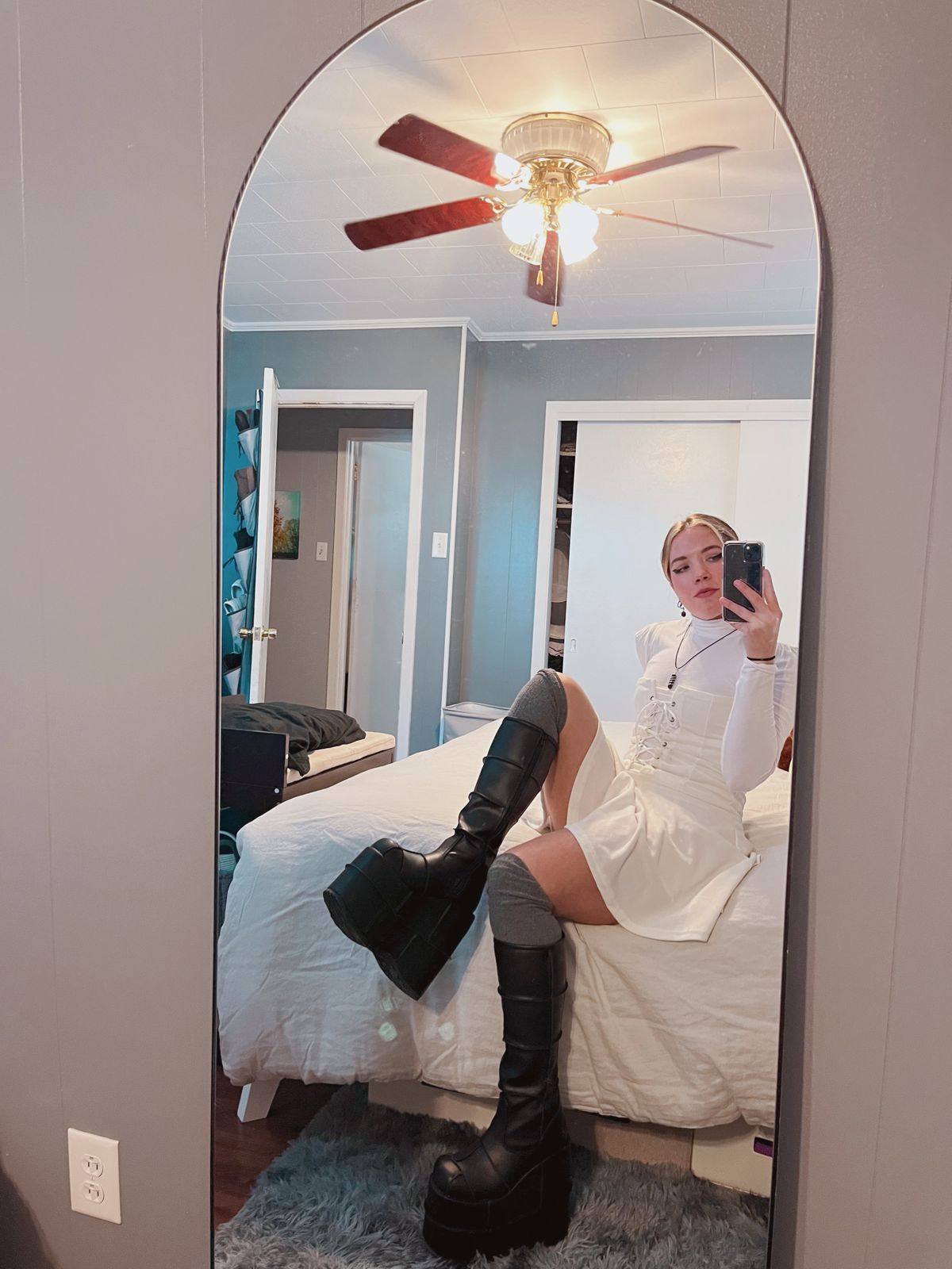 DEMONIA "Stack-301" Knee-high Boots - Black Vegan Leather – Demonia Cult