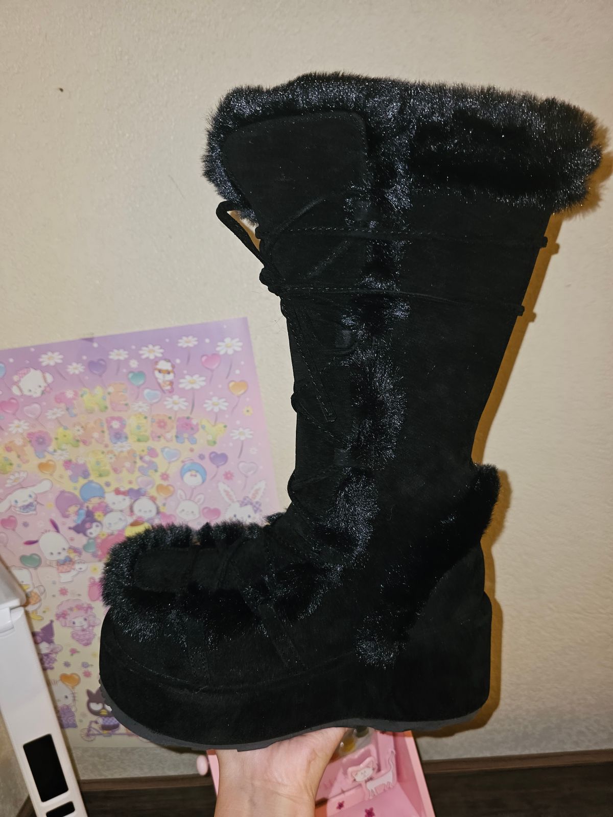 DEMONIA "Cubby-311" Knee-high Boots - Black Vegan Suede – Demonia Cult