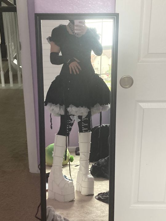 DEMONIA "Stack-301" Knee-high Boots - White Vegan Leather – Demonia Cult