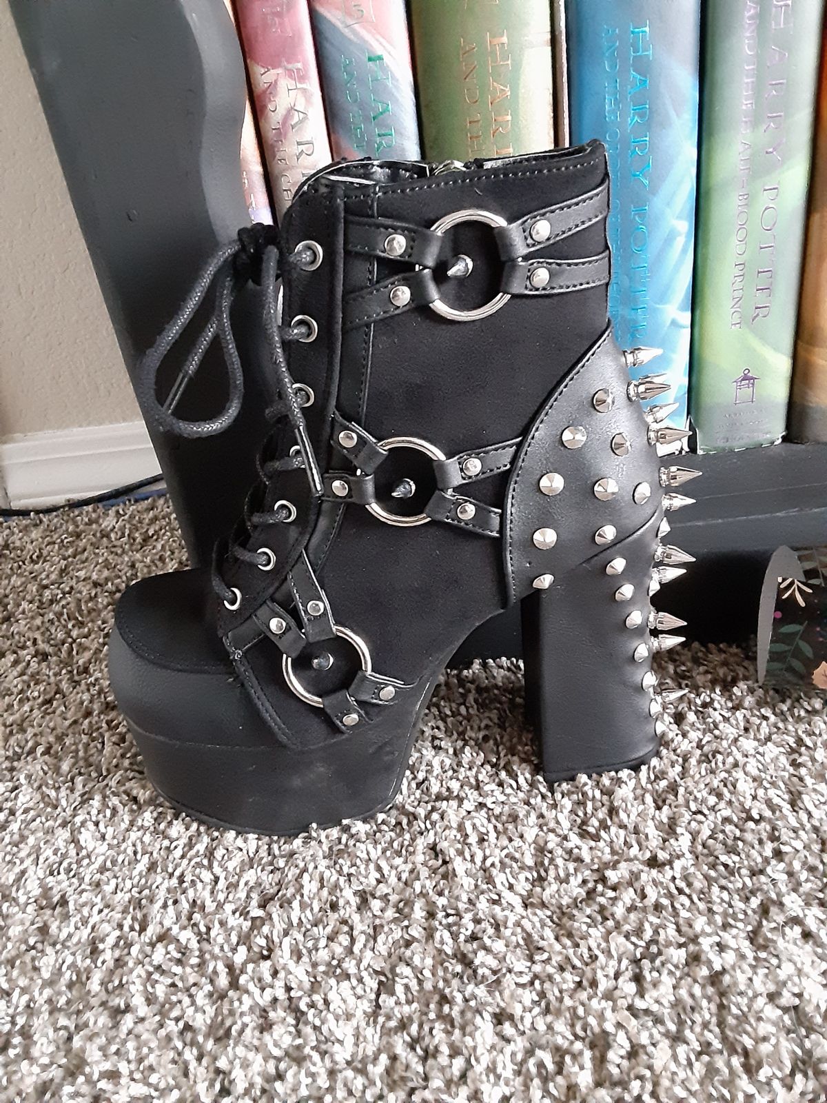 DEMONIA "Charade-100" Ankle Boots - Black Vegan Leather-Suede – Demonia ...
