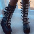 DEMONIA "Swing-815" Knee-high Boots - Black Vegan Leather – Demonia Cult
