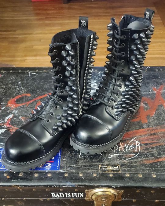 DEMONIA "Riot-10" Ankle Boots - Black Leather – Demonia Cult