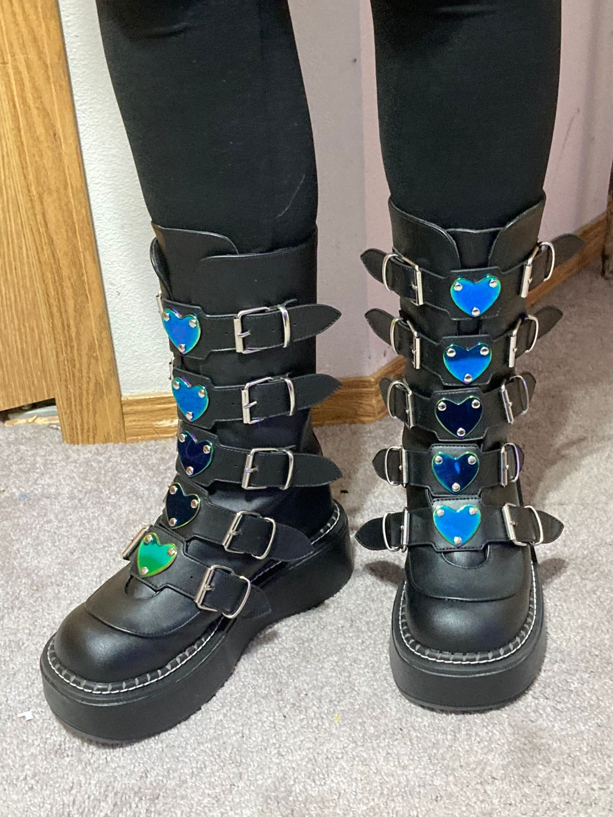 Demonia Emily-330 Knee-high Boots - Black Vegan Leather – Demonia Cult
