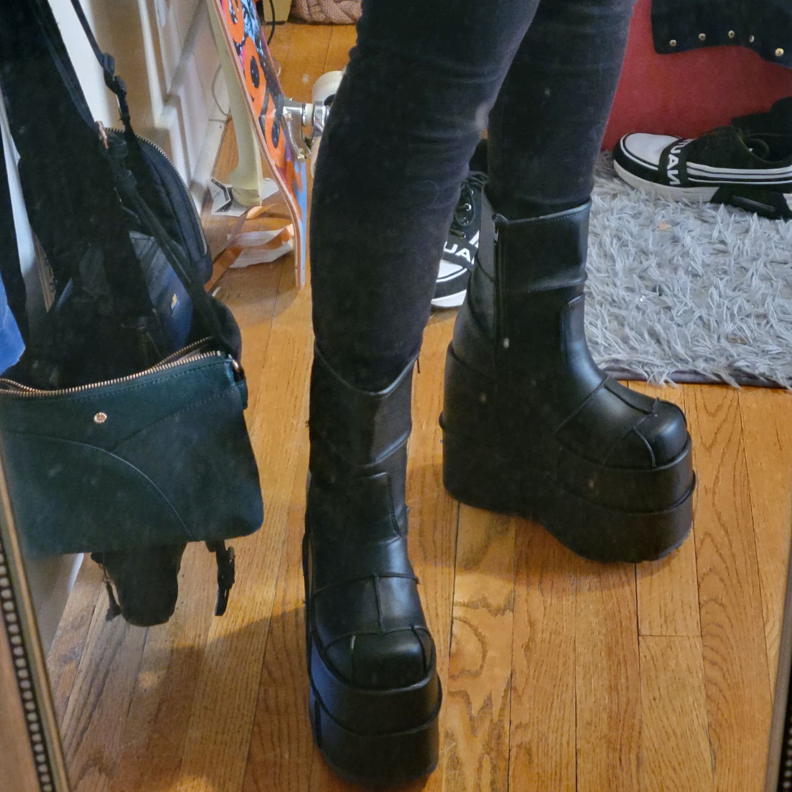 DEMONIA "Stack-201" Ankle Boots - Black Vegan Leather – Demonia Cult