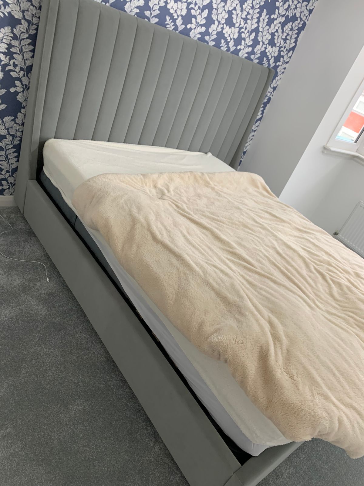 Amalfi Champagne Velvet Double Bed With Storage | Bedroom by Danetti