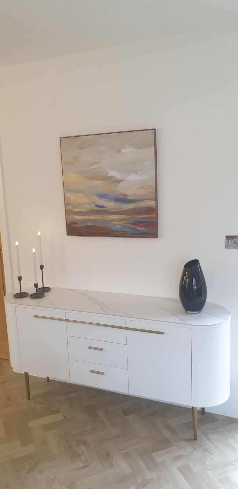 Manhattan Small Sideboard White Ceramic with Black Ash Veneer – Danetti