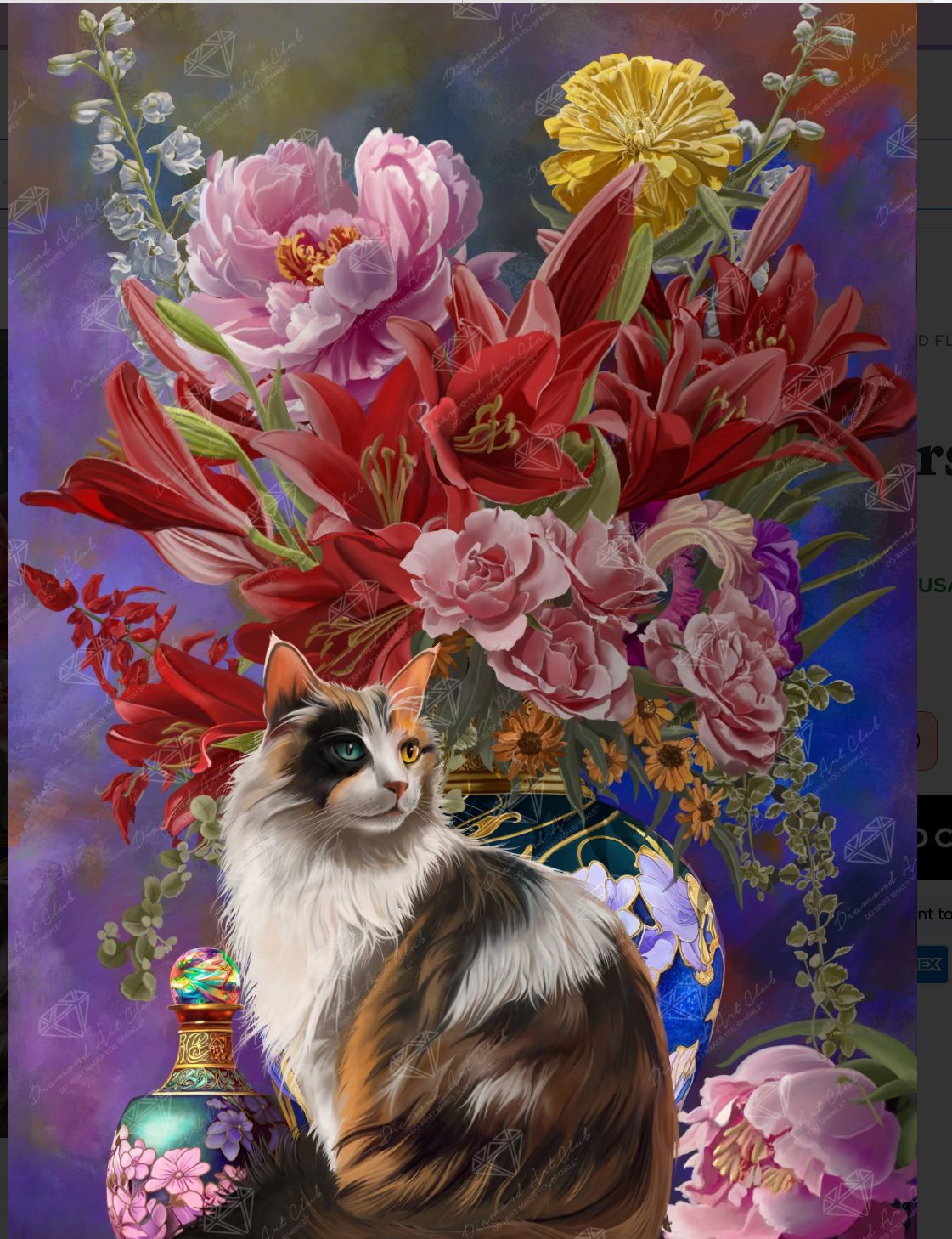 Cat and Flowers Chinoiserie – Diamond Art Club