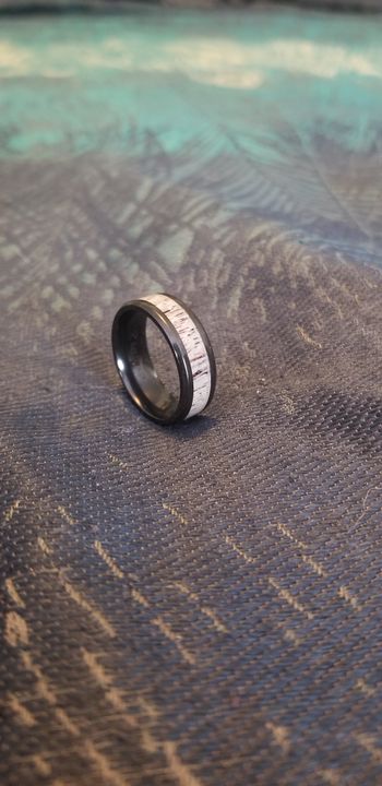 The Ranger Ring - Men's Black Zirconium Antler Wedding Bands - Manly Bands