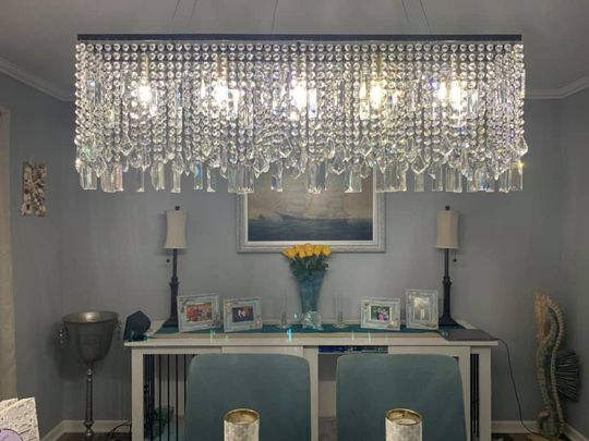 Rectangular Linear Design Crystal Chandelier for Dining Room | Sofary