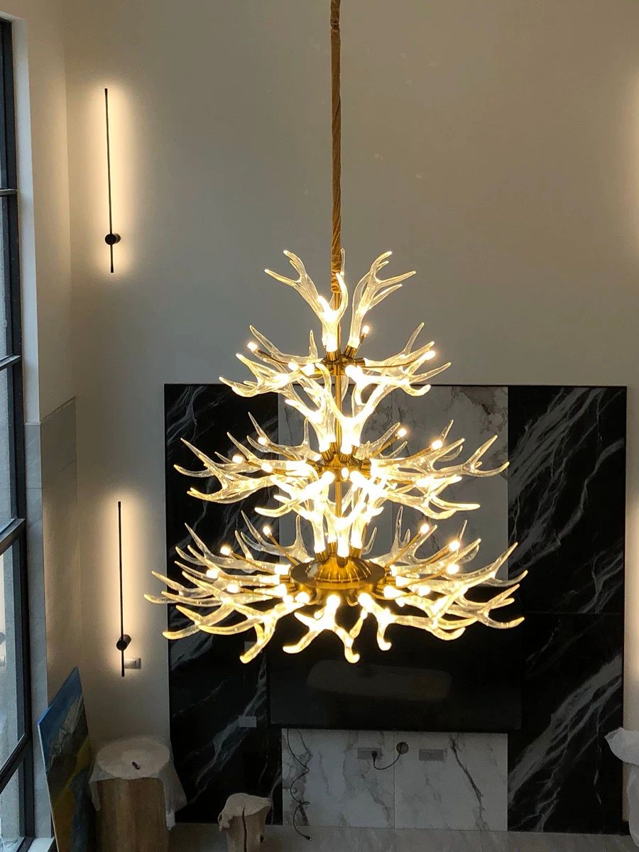 7-Light Resin Deer Horn Antler Ceiling | Sofary Lighting