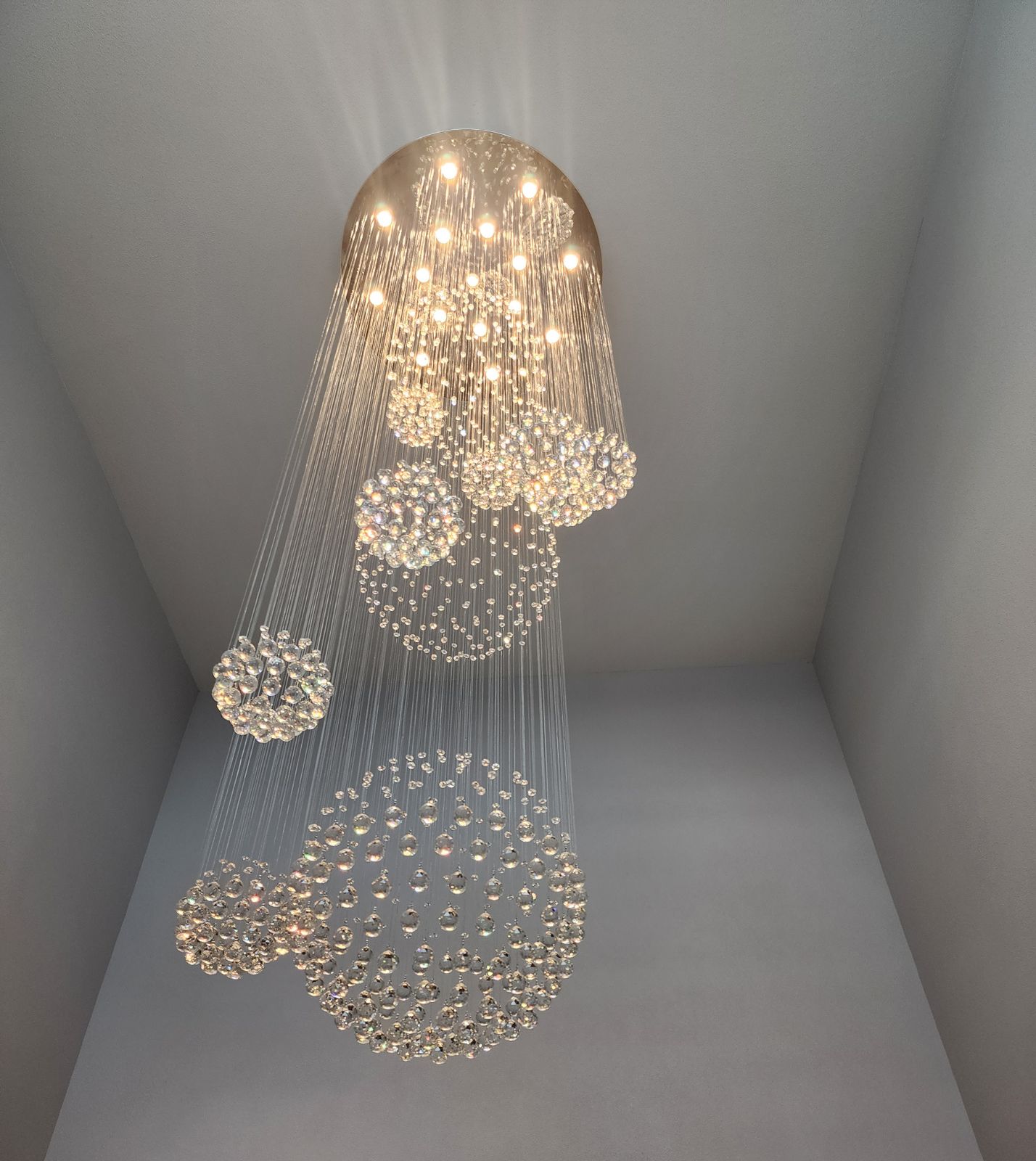 Luxury Solar System Spiral Raindrop Chandelier for Foyer | Sofary