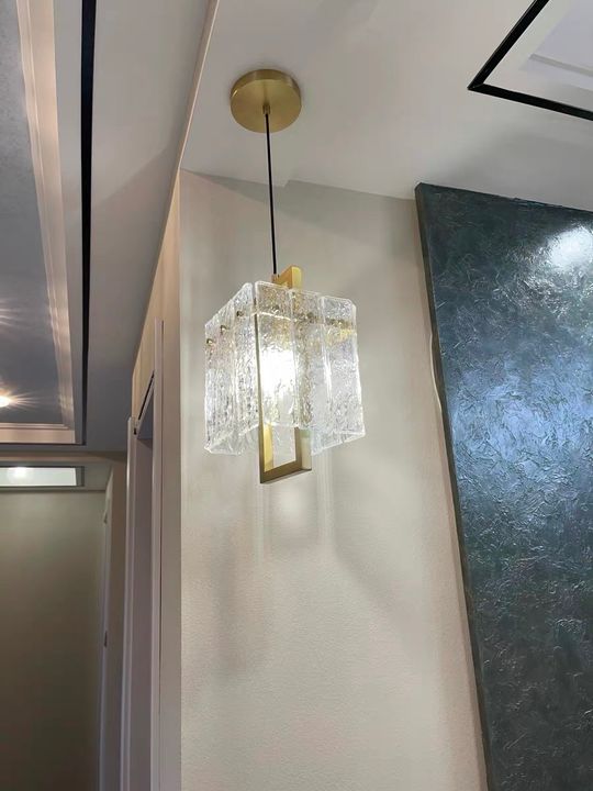 Square Frame Cracked Glass Lampshade Pendant Light | Sofary